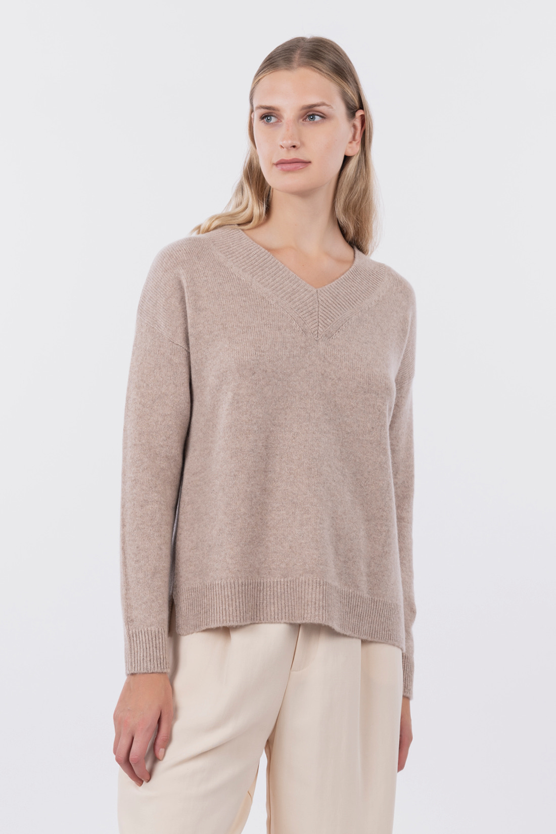 Collo V over con spacchetti - Puro Cashmere - Donna | Duca di San Giusto